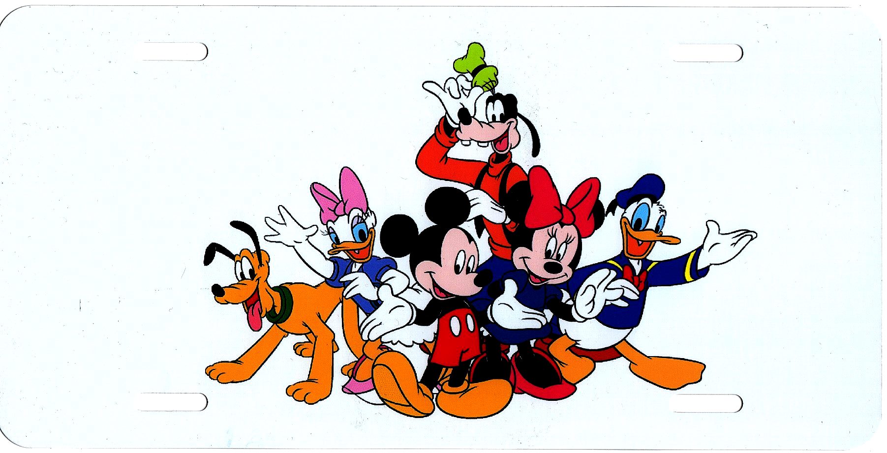 Disney Characters On White Photo License Plate – Auto License Plates Frames