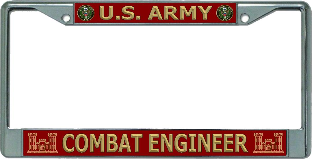 U.S. Army Combat Engineer Chrome License Plate Frame – Auto License ...