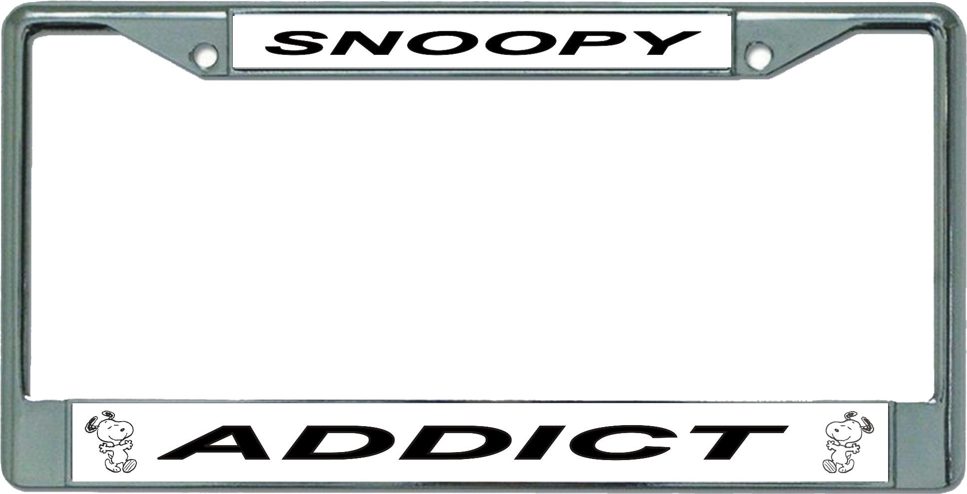 Snoopy Addict Chrome License Plate Frame – Auto License Plates Frames