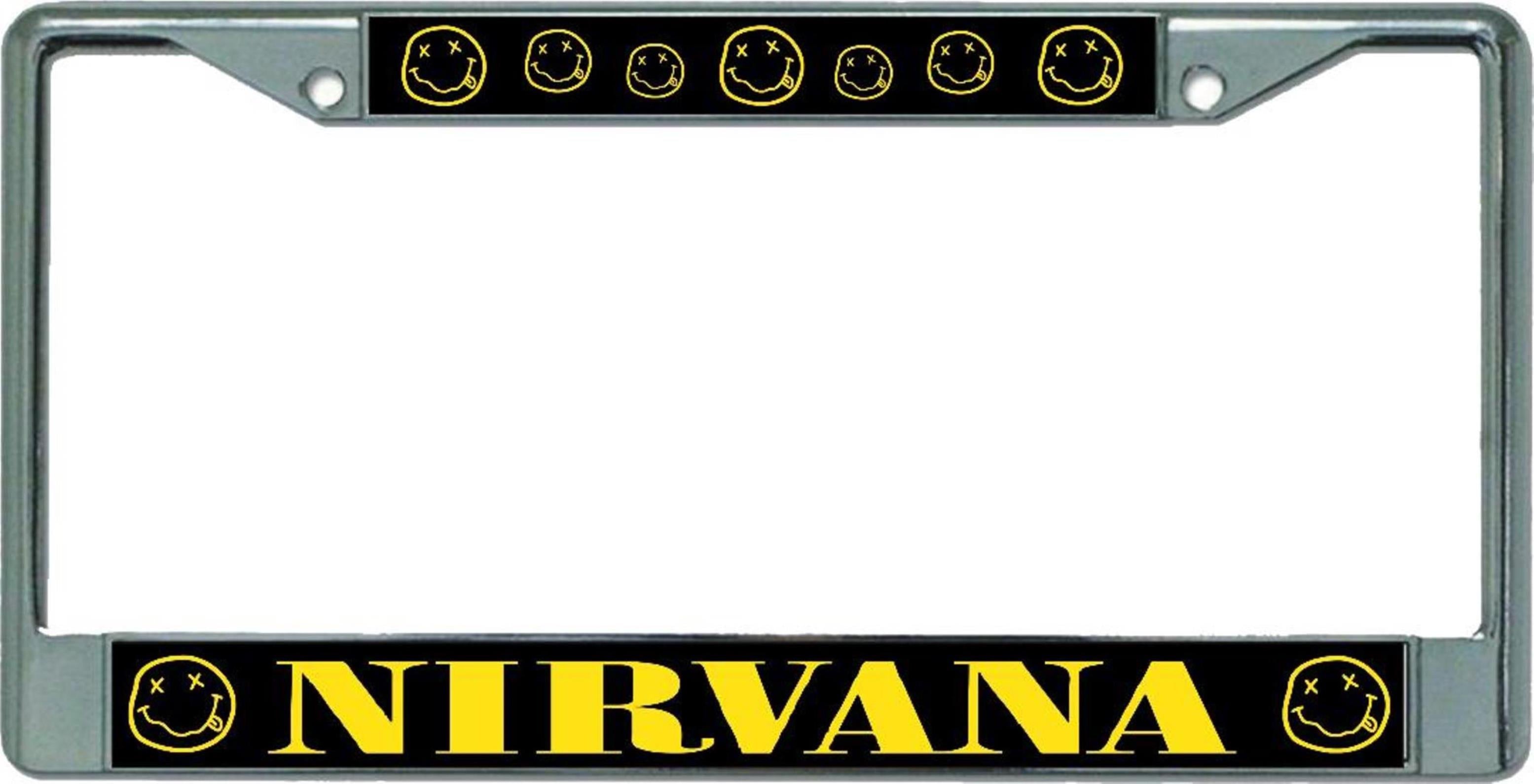 Nirvana Multi Logo Chrome License Plate Frame – Auto License Plates Frames
