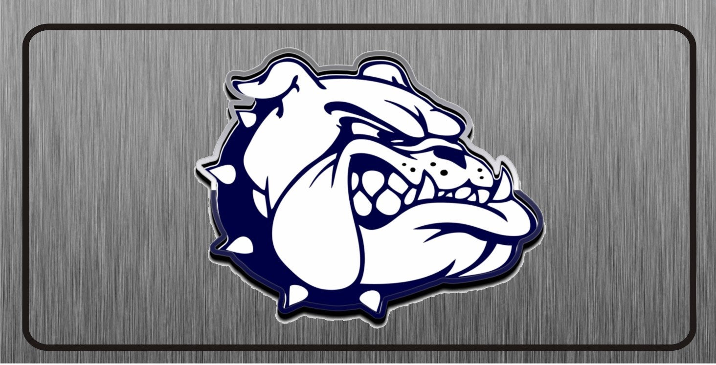 Bulldog Face Brushed Metal Photo License Plate – Auto License Plates Frames