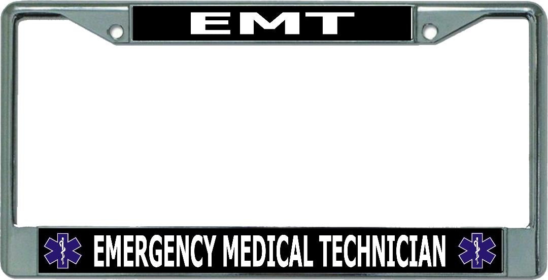 EMT Emergency Medical Technician Chrome License Plate Frame – Auto ...