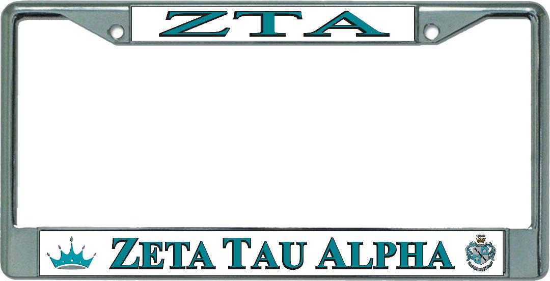 Zeta Tau Alpha Chrome License Plate Frame – Auto License Plates Frames