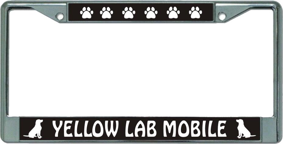 Yellow Lab Mobile Chrome License Plate Frame – Auto License Plates Frames