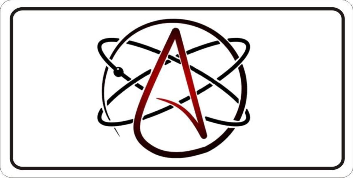 Atheist Atomic Whirl On White Photo License Plate – Auto License Plates ...