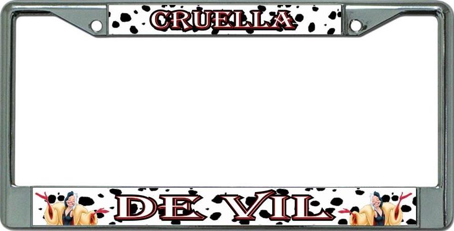 Cruella De Vil #2 Chrome License Plate Frame – Auto License Plates Frames