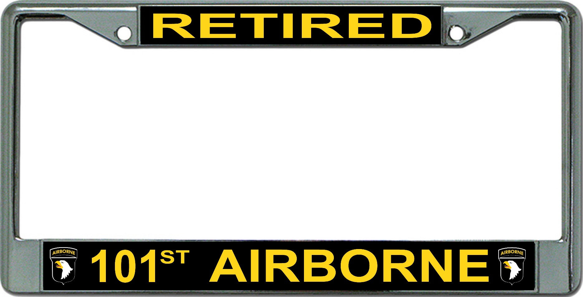 U.S. Army 101st Airborne Retired Chrome License Plate Frame – Auto ...