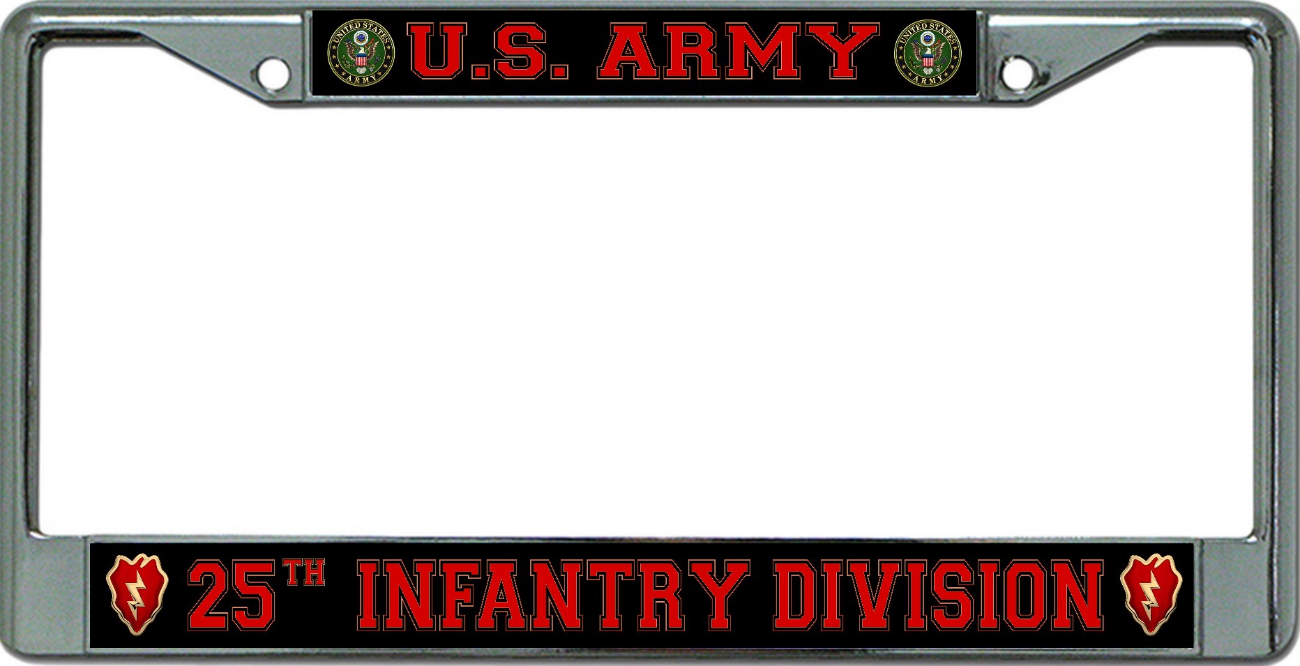 U.S. Army 25th Infantry Division #2 Chrome License Plate Frame – Auto ...