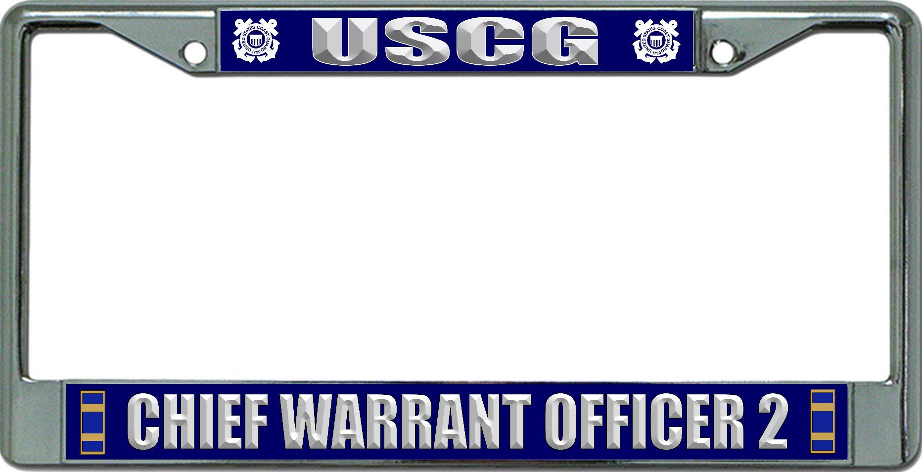 U.S. Coast Guard Chief Warrant Officer 2 Chrome Frame – Auto License ...
