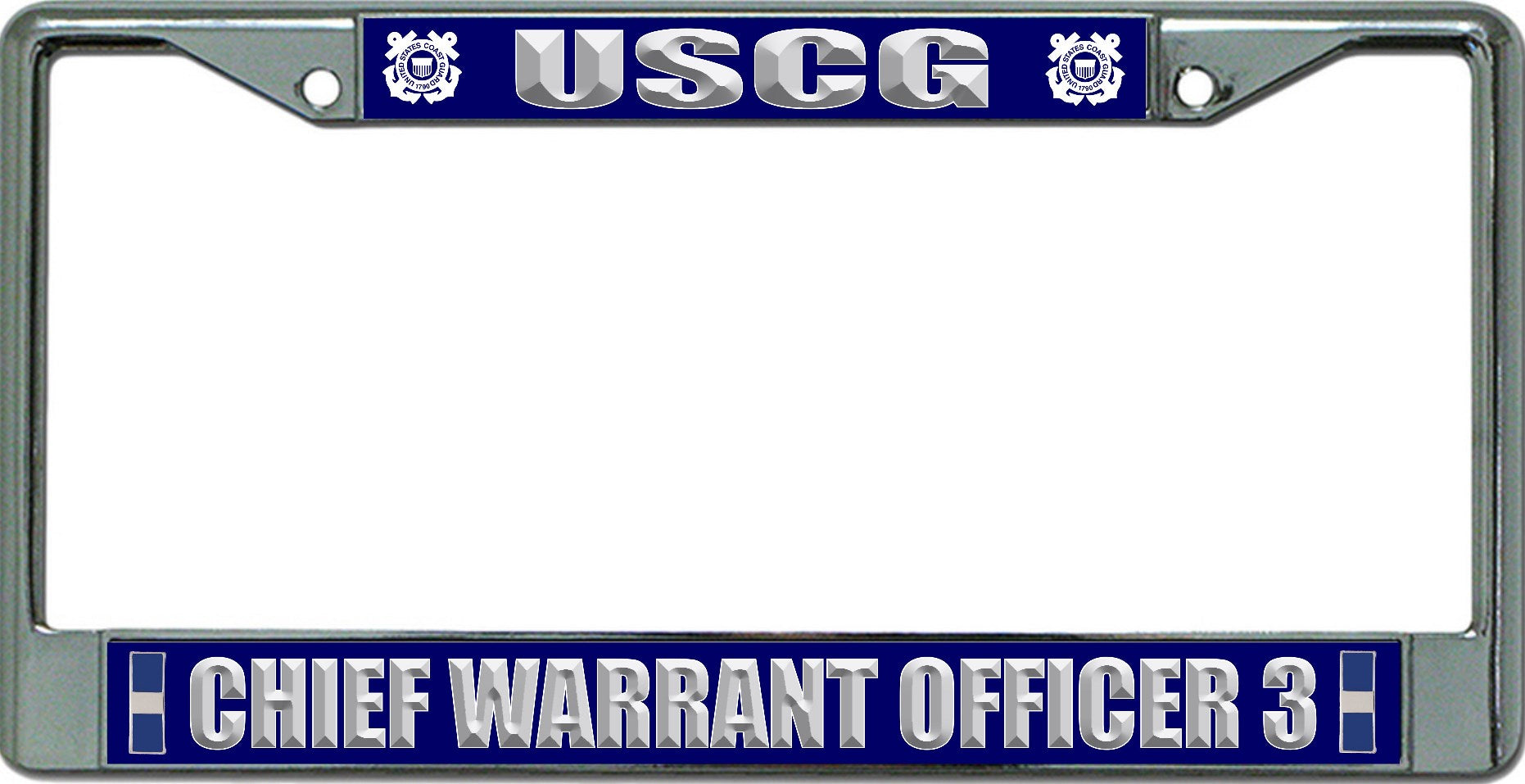 U.S. Coast Guard Chief Warrant Officer 3 Chrome Frame – Auto License ...
