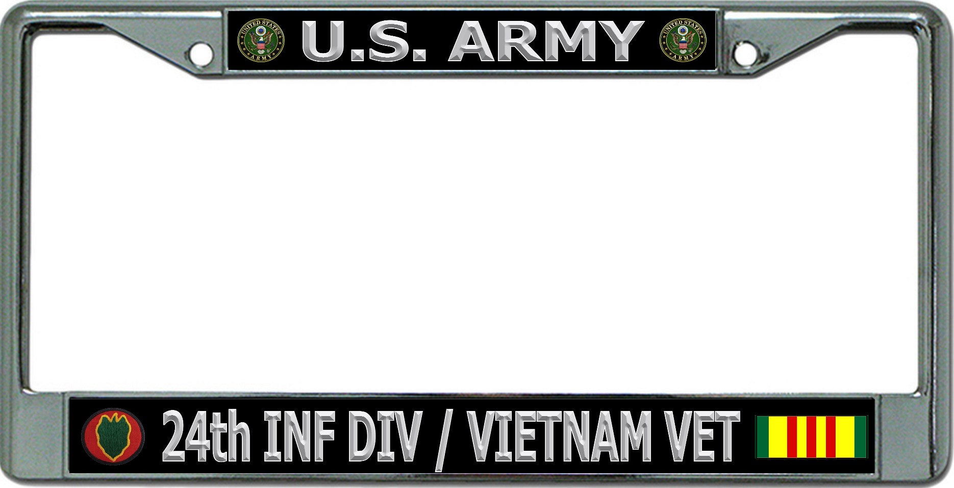 U.S. Army 24th Infantry Div Vietnam Vet Chrome Frame – Auto License ...