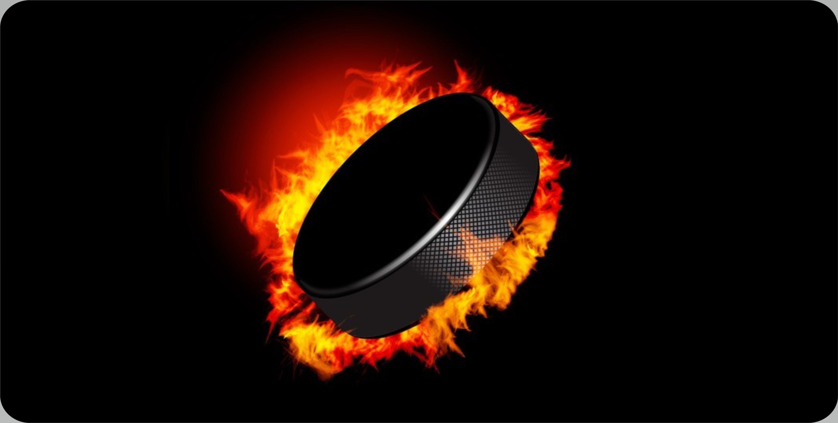 Hockey Puck On Fire Centered Photo License Plate – Auto License Plates ...