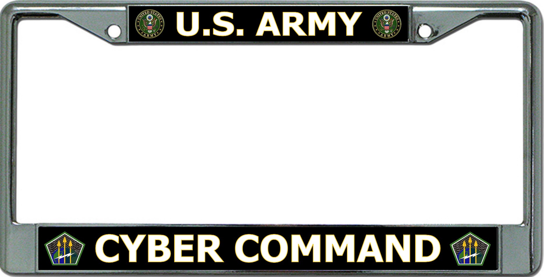U.S. Army Cyber Command Chrome License Plate Frame – Auto License ...