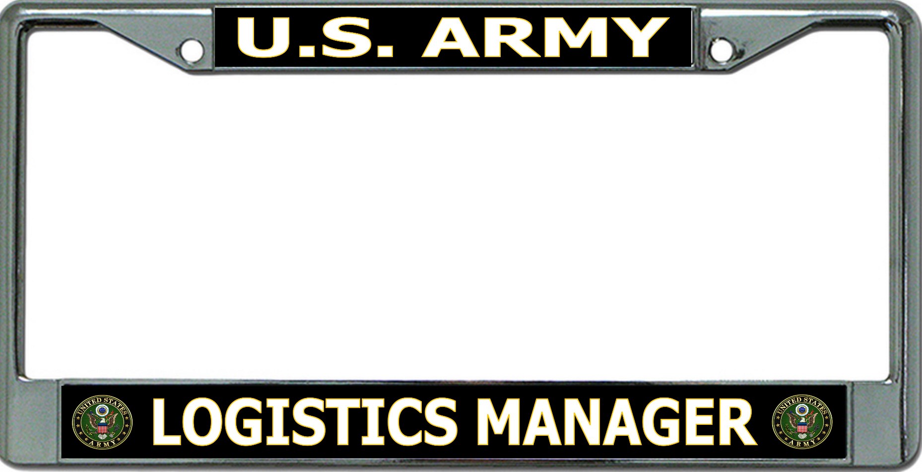 U.S. Army Logistics Manager Chrome License Plate Frame – Auto License ...