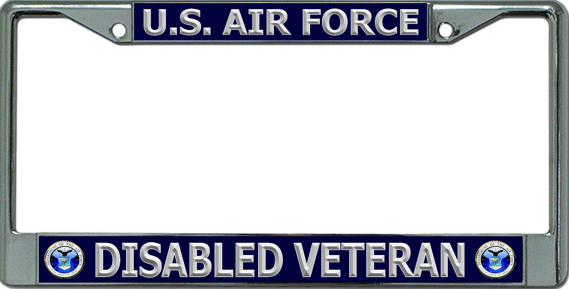 U.S. Air Force Disabled Veteran Chrome License Plate Frame – Auto ...