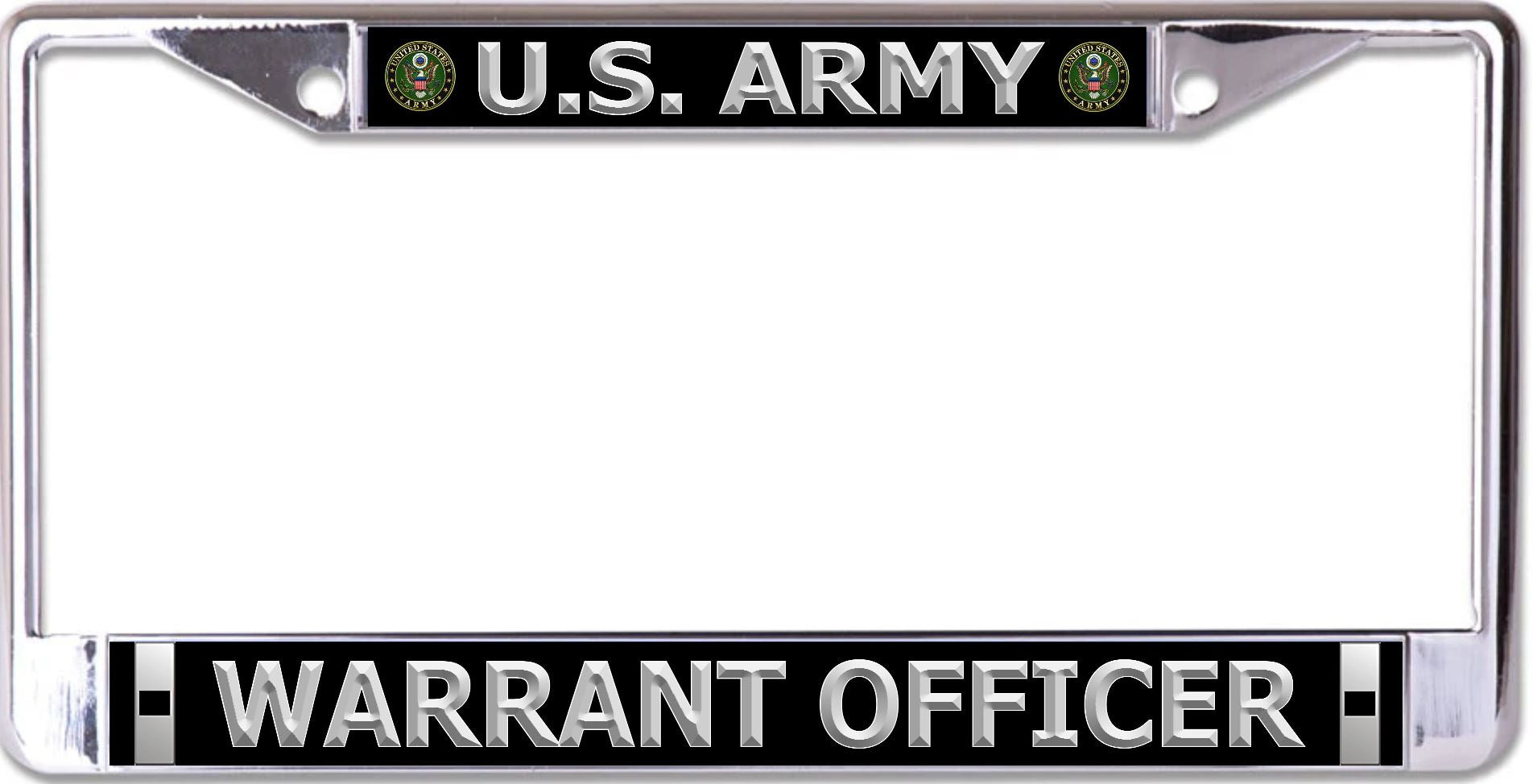 U.S. Army Warrant Officer Chrome License Plate Frame – Auto License ...