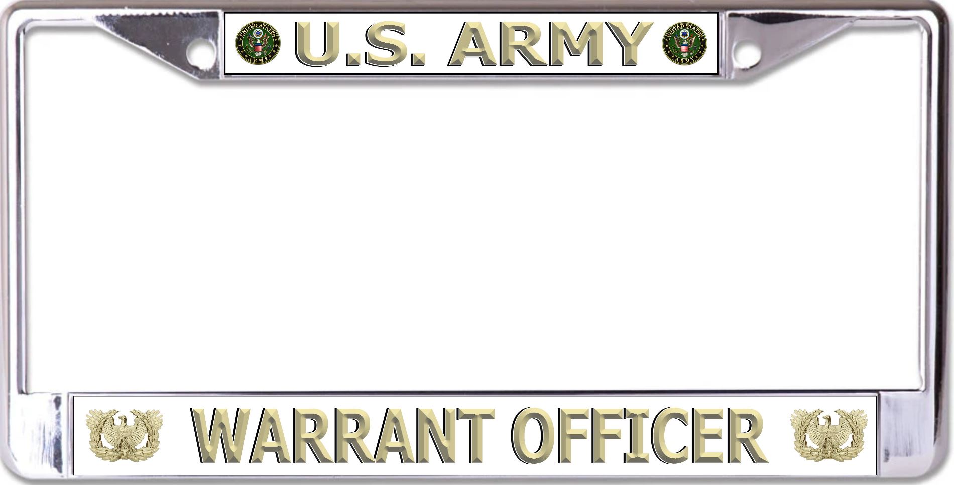 U.S. Army Warrant Officer #2 Chrome License Plate Frame – Auto License ...