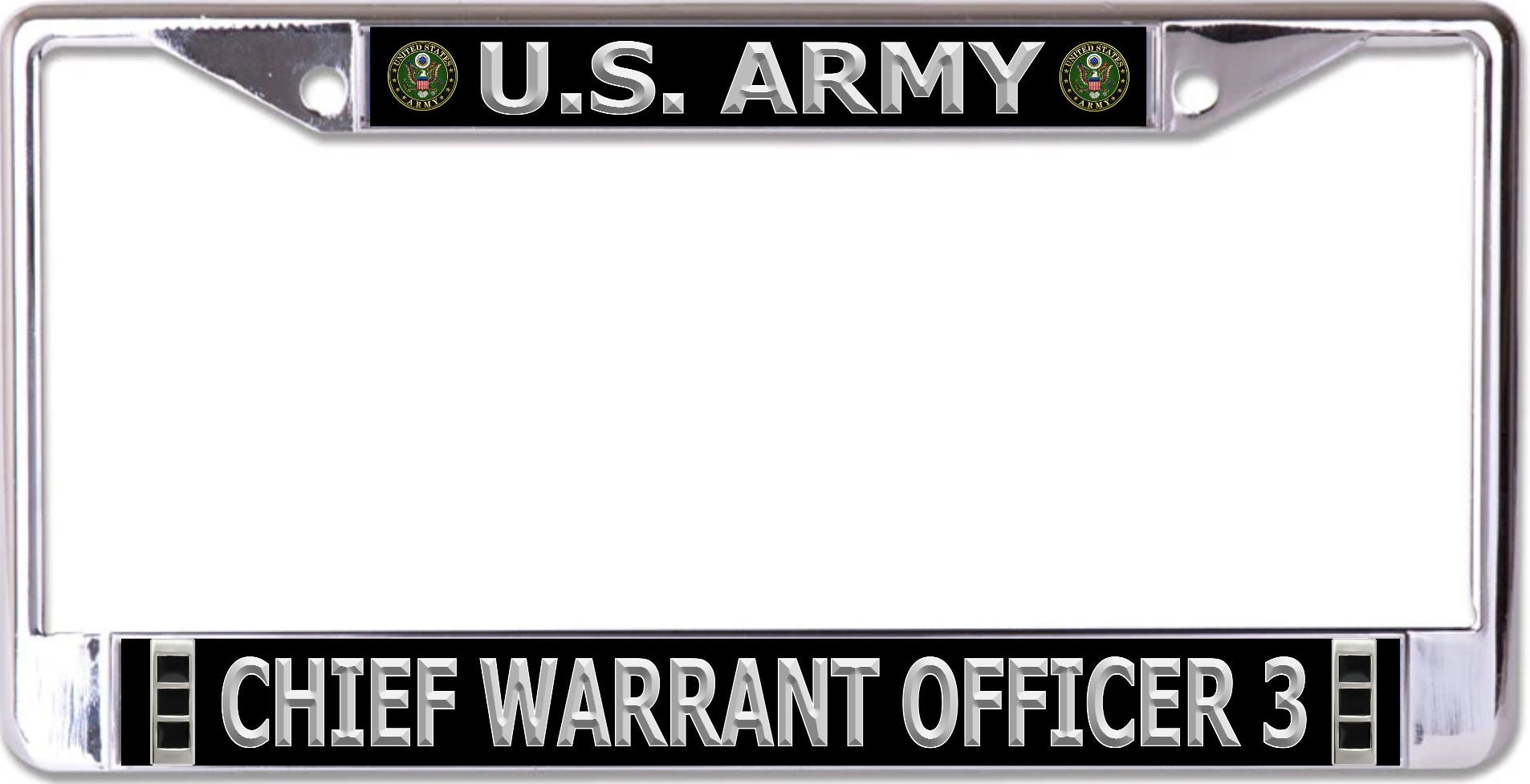 U.S. Army Chief Warrant Officer 3 Chrome License Plate Frame – Auto ...