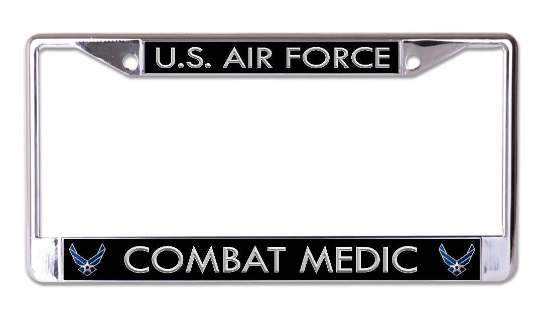 U.S. Air Force Combat Medic Chrome License Plate Frame – Auto License ...