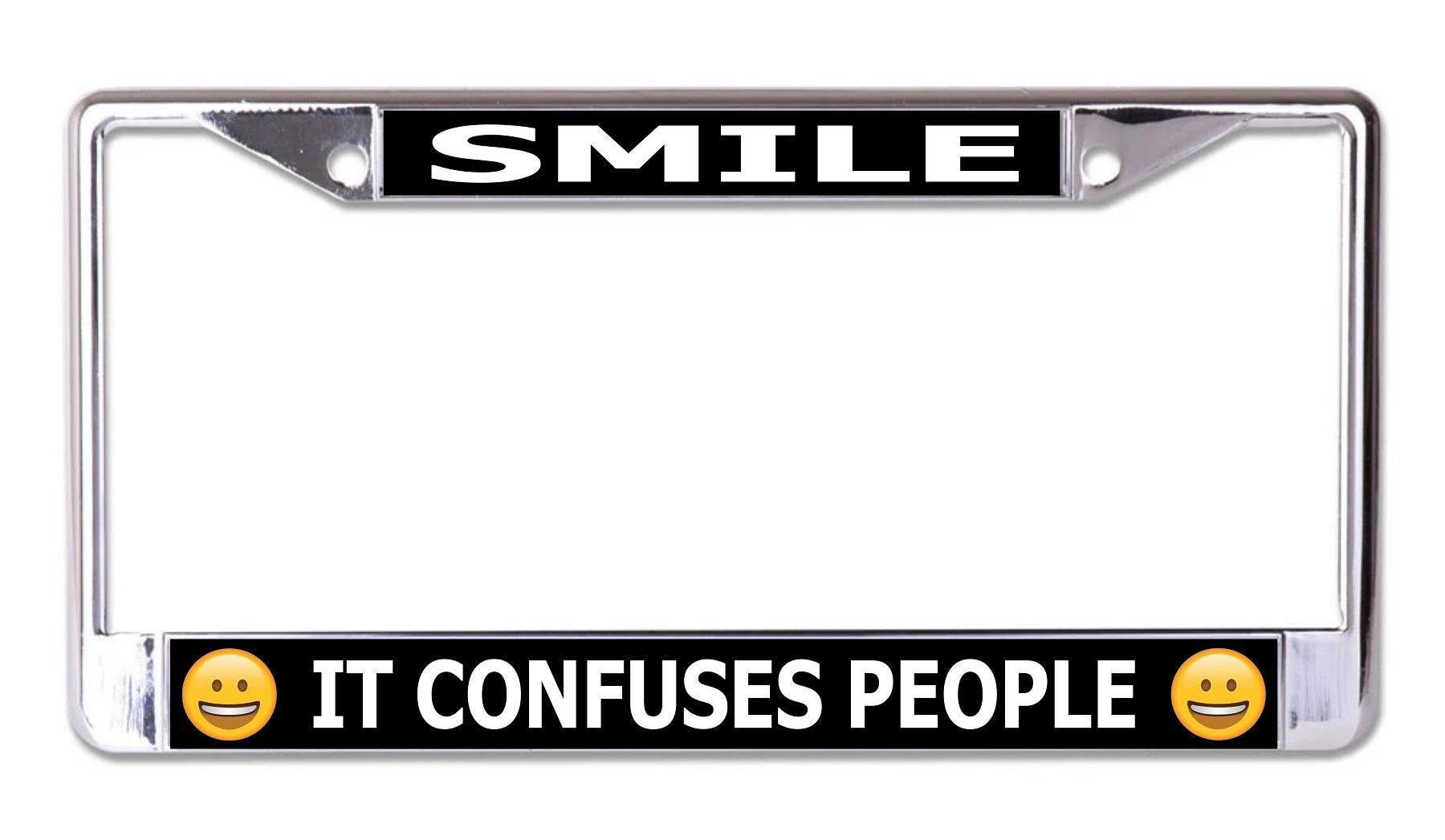 Smile It Confuses People Chrome License Plate Frame – Auto License ...