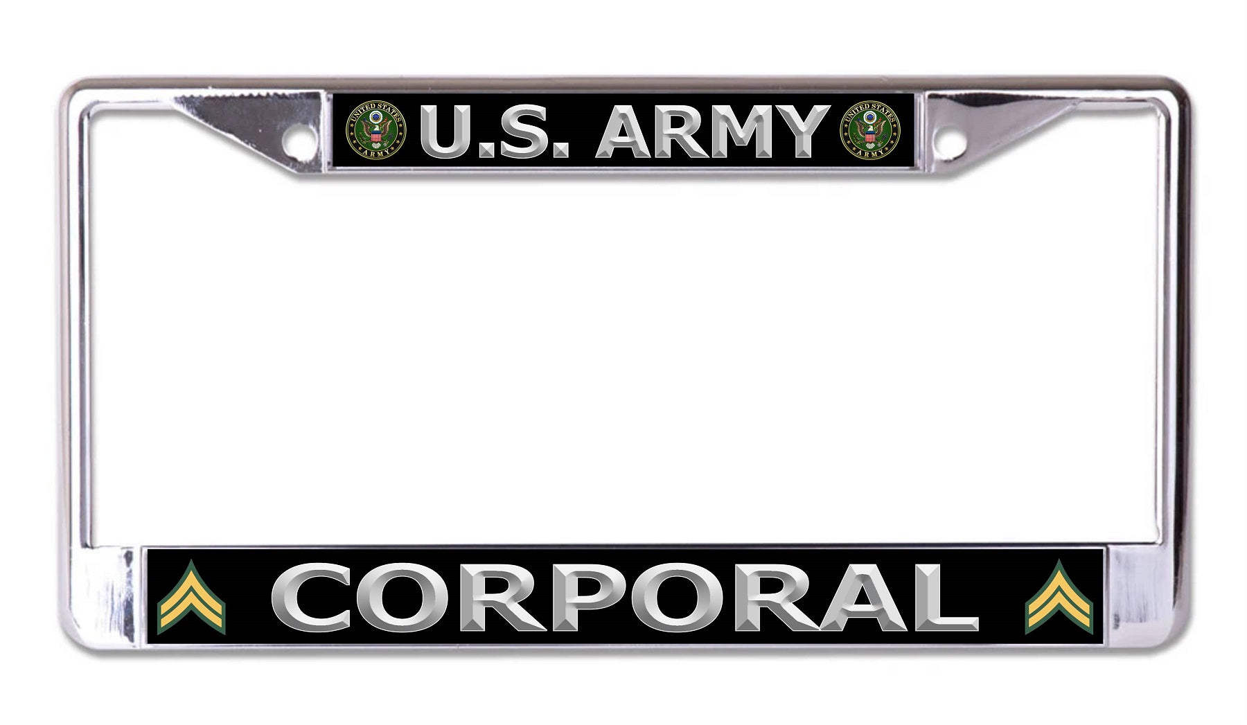 U.S. Army Corporal Silver Letters Chrome License Plate Frame – Auto ...