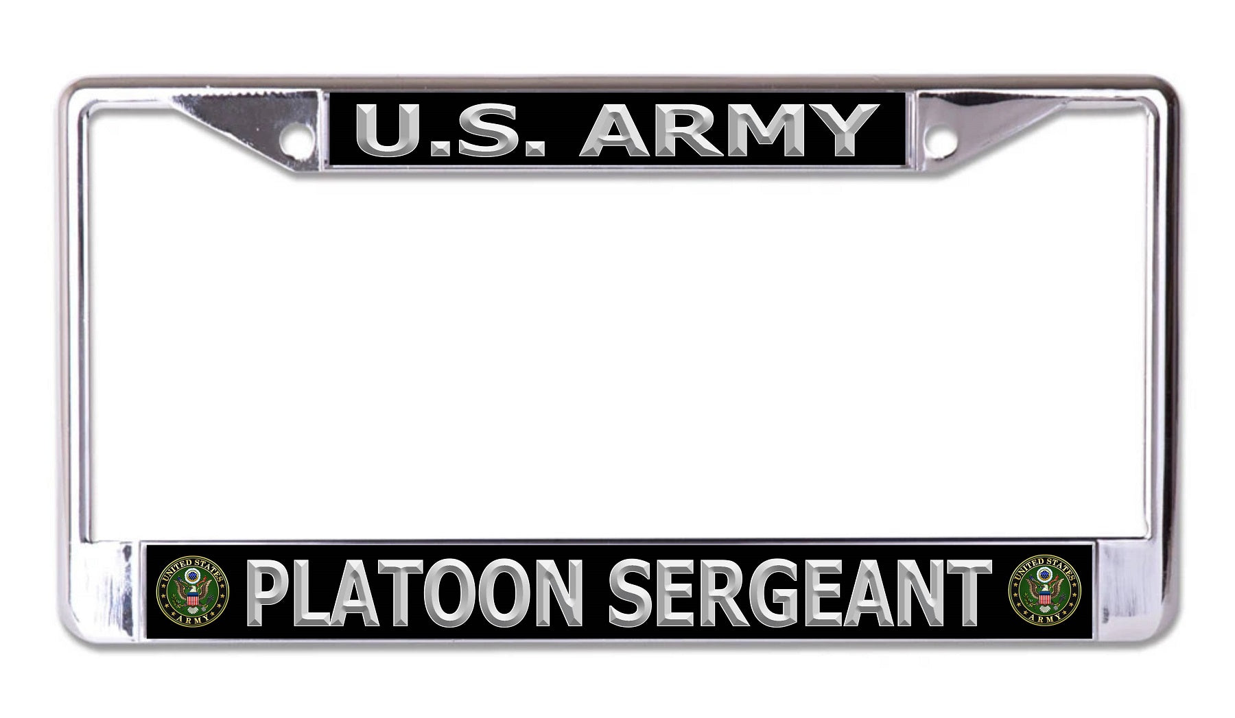 U.S. Army Platoon Sergeant Chrome License Plate Frame – Auto License ...