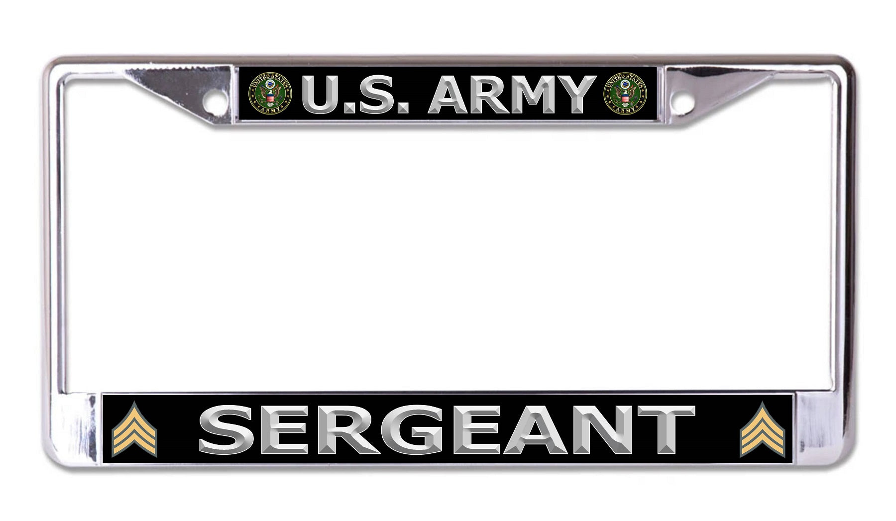 U.S. Army Sergeant Silver Letters Chrome License Plate Frame – Auto ...