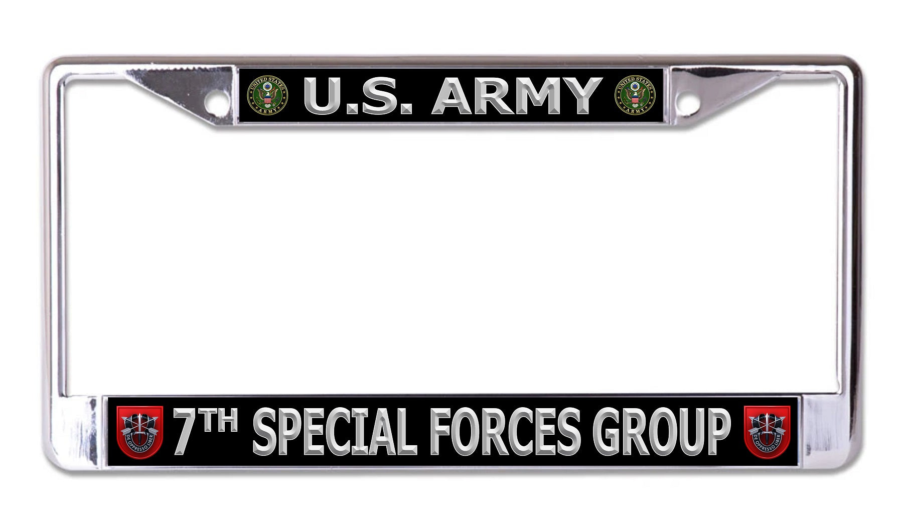 U.S. Army 7th Special Forces Group Chrome License Plate Frame – Auto ...
