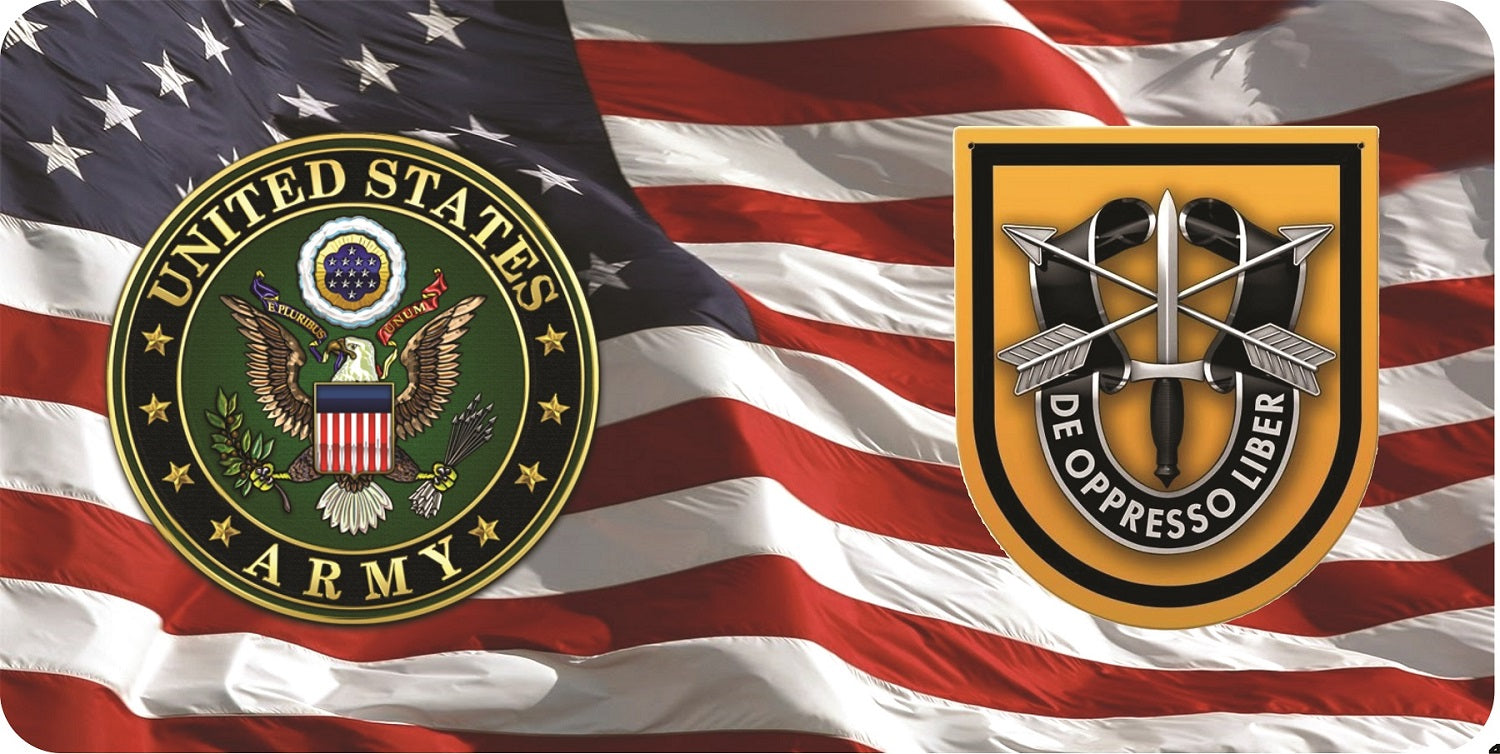 U.S. Army 1st Special Forces Group On U.S. Flag Photo License Plate ...