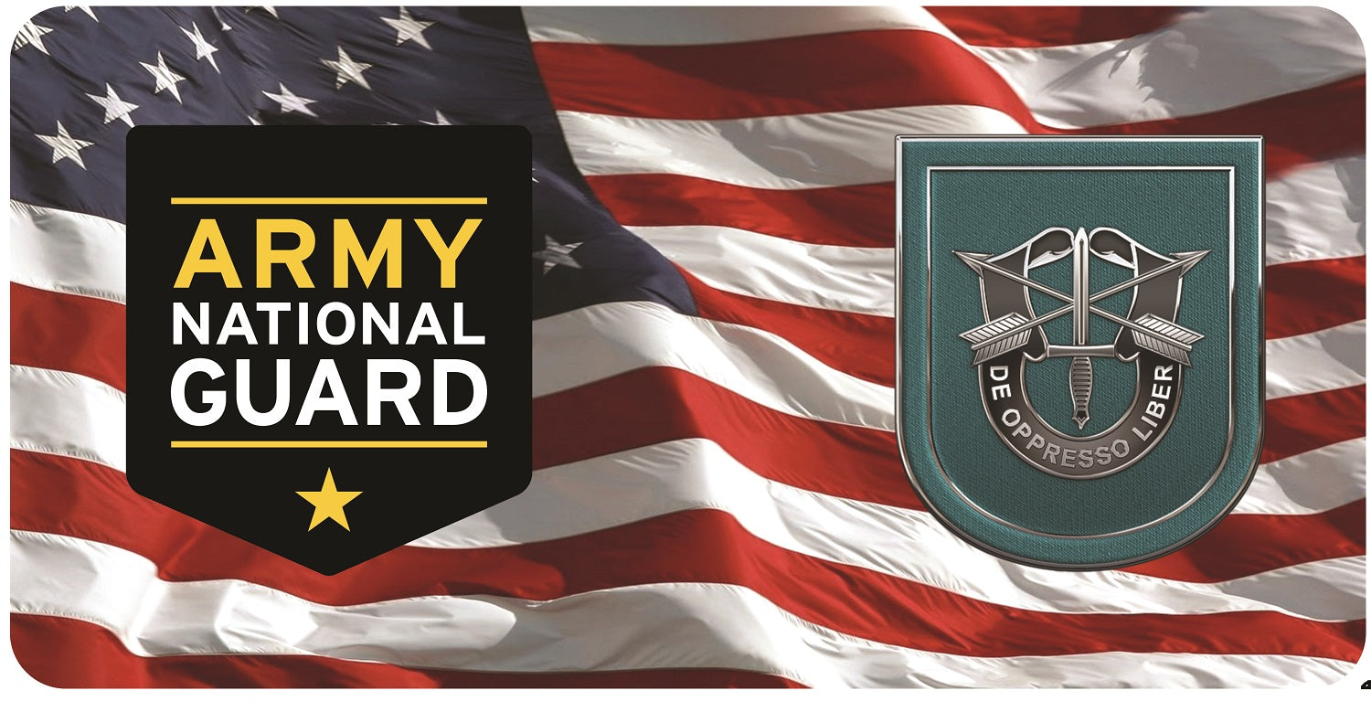 U.S. Army National Guard 19th Special Forces Group On U.S. Flag Photo ...