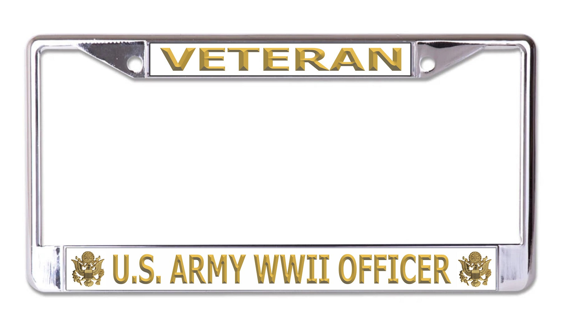 U.S. Army WW2 Officer Veteran Chrome License Plate Frame – Auto License ...