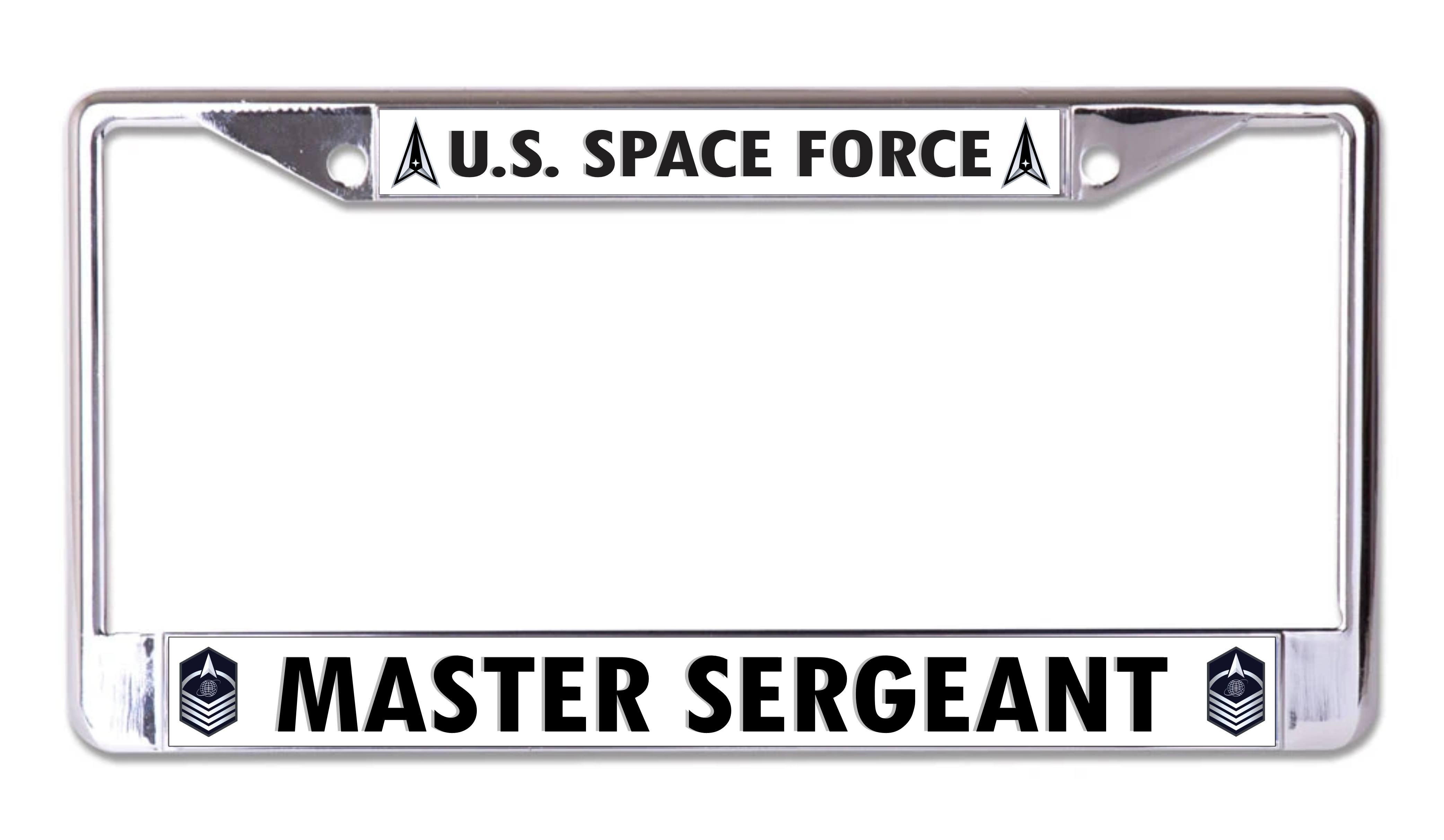 U.S. Space Force Master Sergeant Chrome License Plate Frame – Auto ...