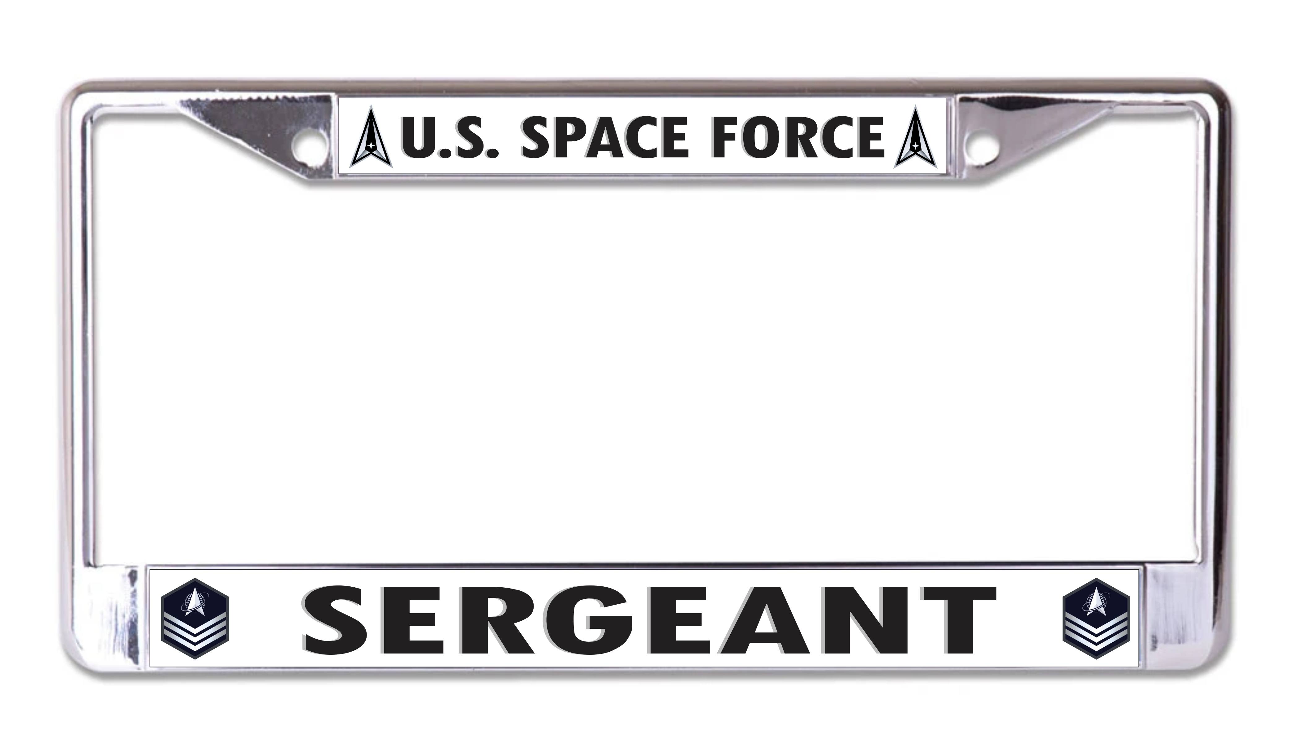 U.S. Space Force Sergeant Chrome License Plate Frame – Auto License ...