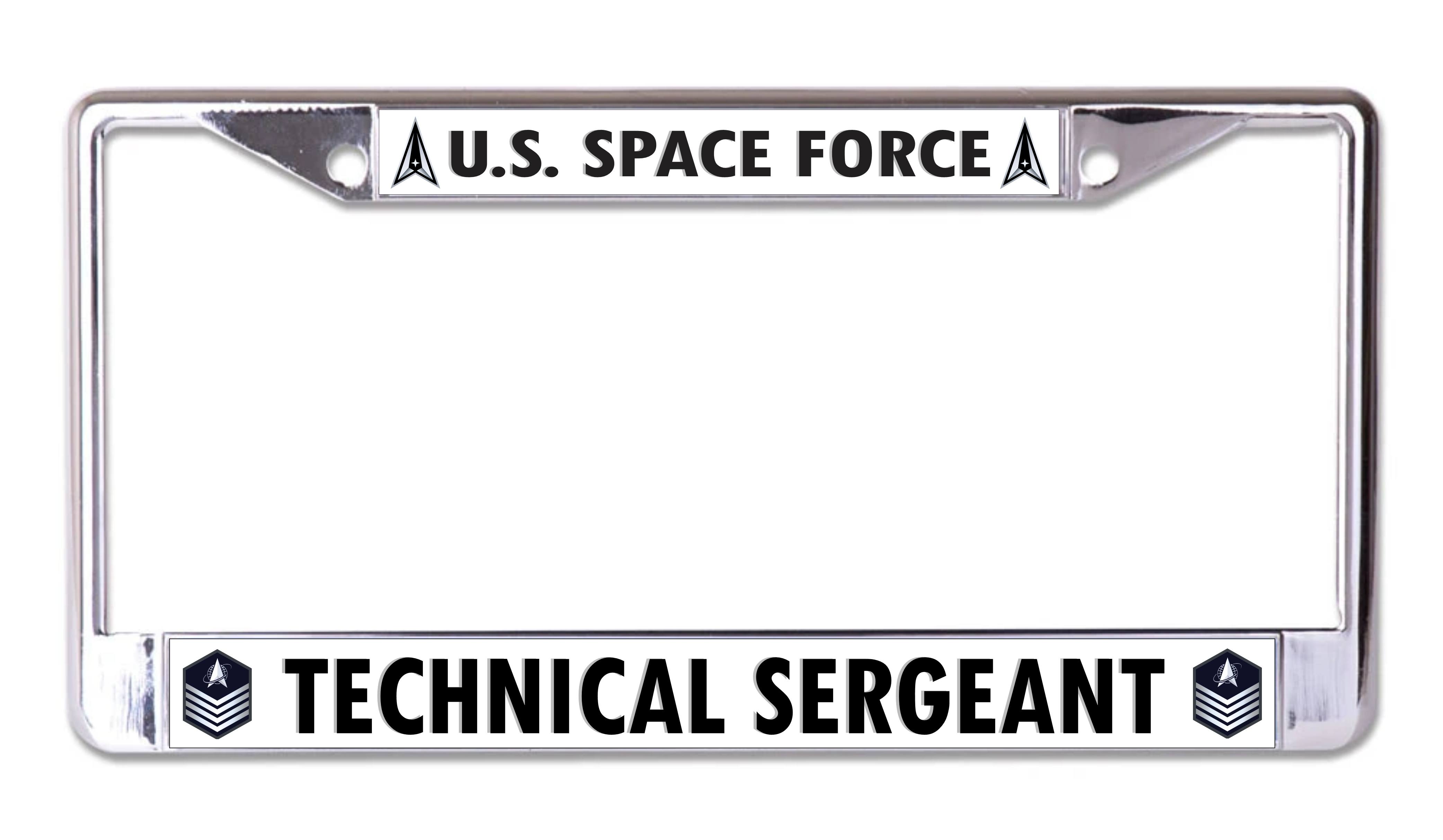 U.S. Space Force Technical Sergeant Chrome License Plate Frame – Auto ...