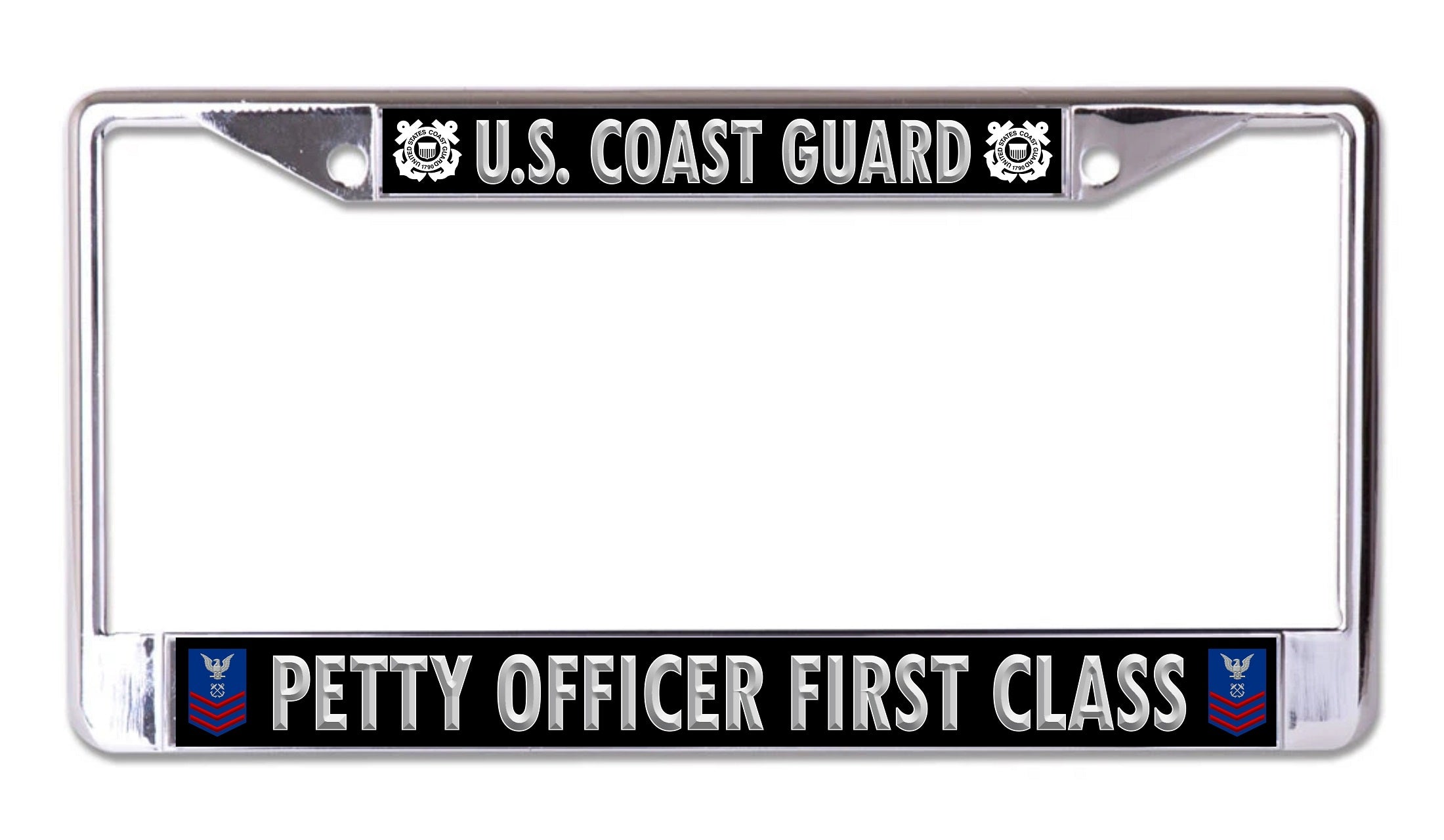 U.S. Coast Guard Petty Officer First Class Chrome License Plate Frame ...