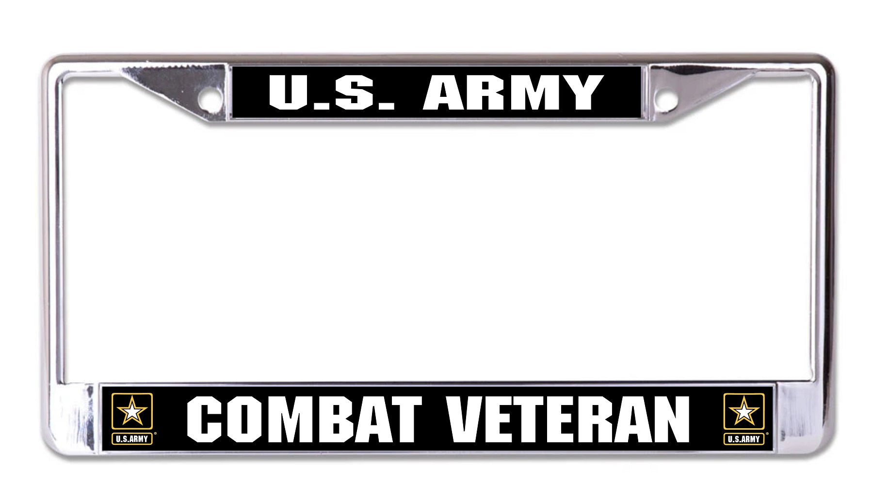 U.S. Army Combat Veteran Chrome License Plate Frame – Auto License ...
