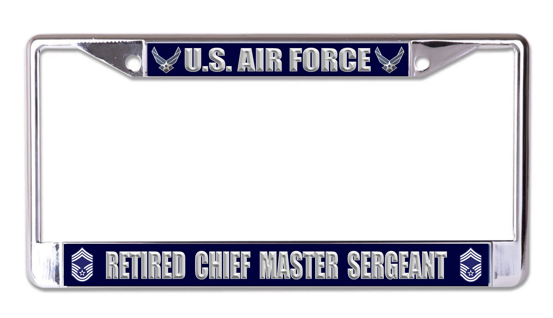 U.S. Air Force Retired Chief Master Sergeant Chrome License Plate Frame ...