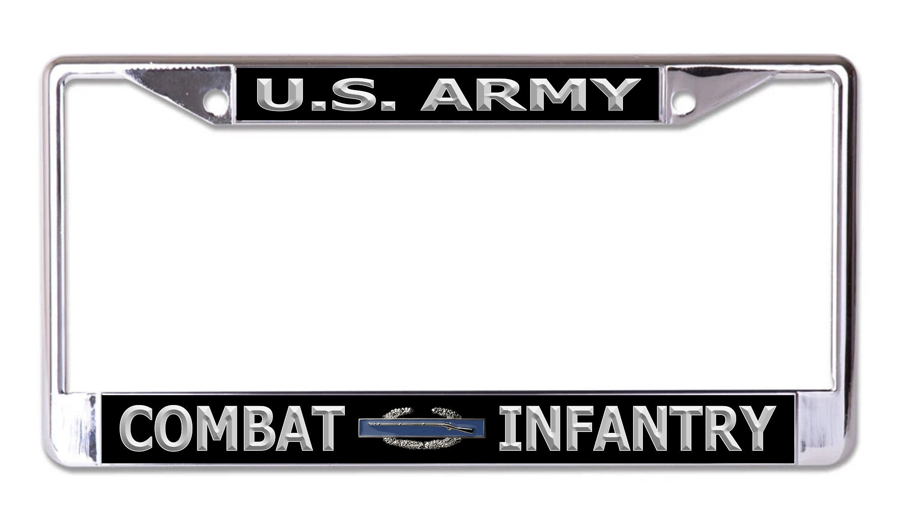 U.S. Army Combat Infantry #2 Chrome License Plate Frame – Auto License ...