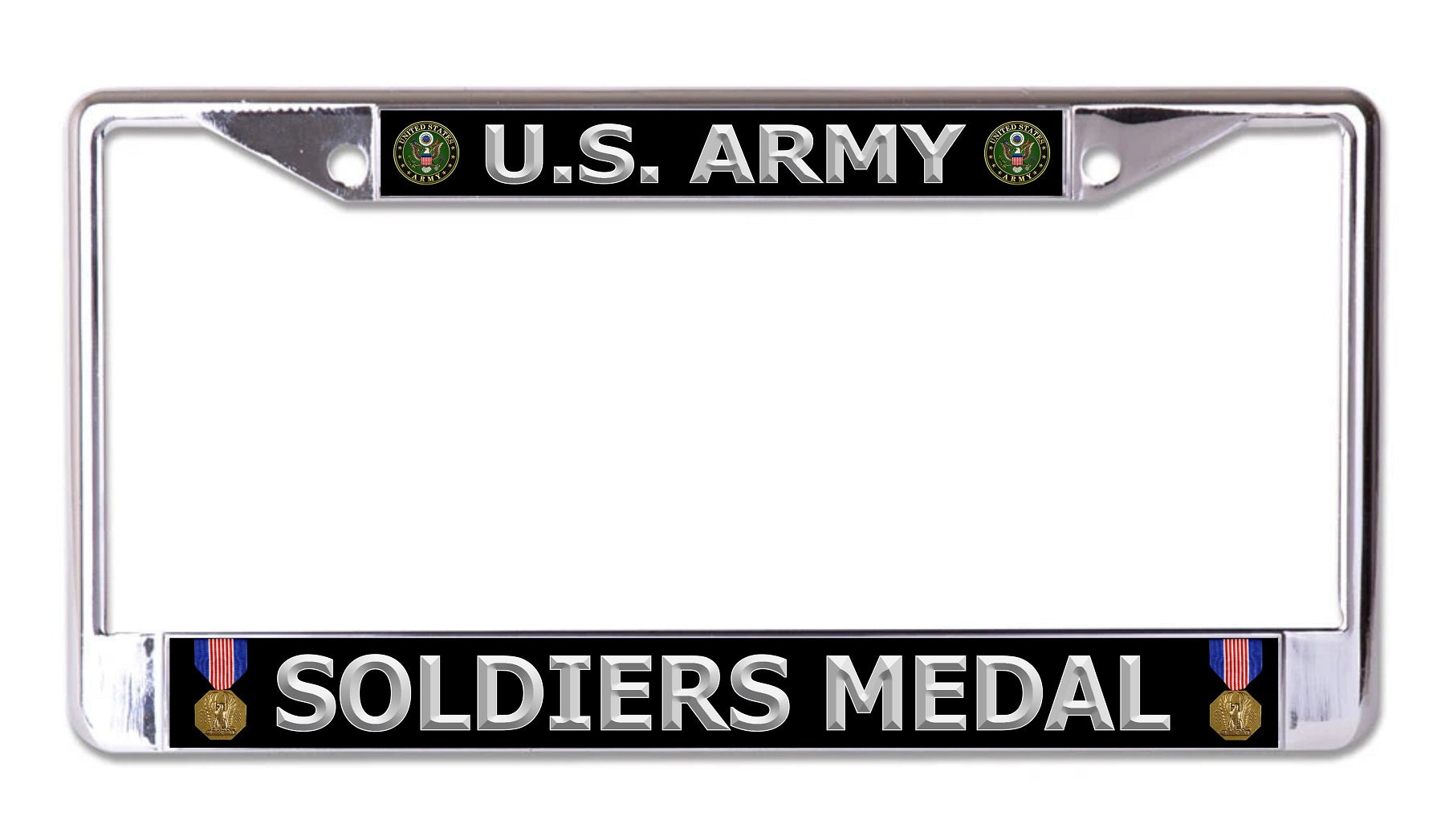 U.S. Army Soldiers Medal Chrome License Plate Frame – Auto License ...