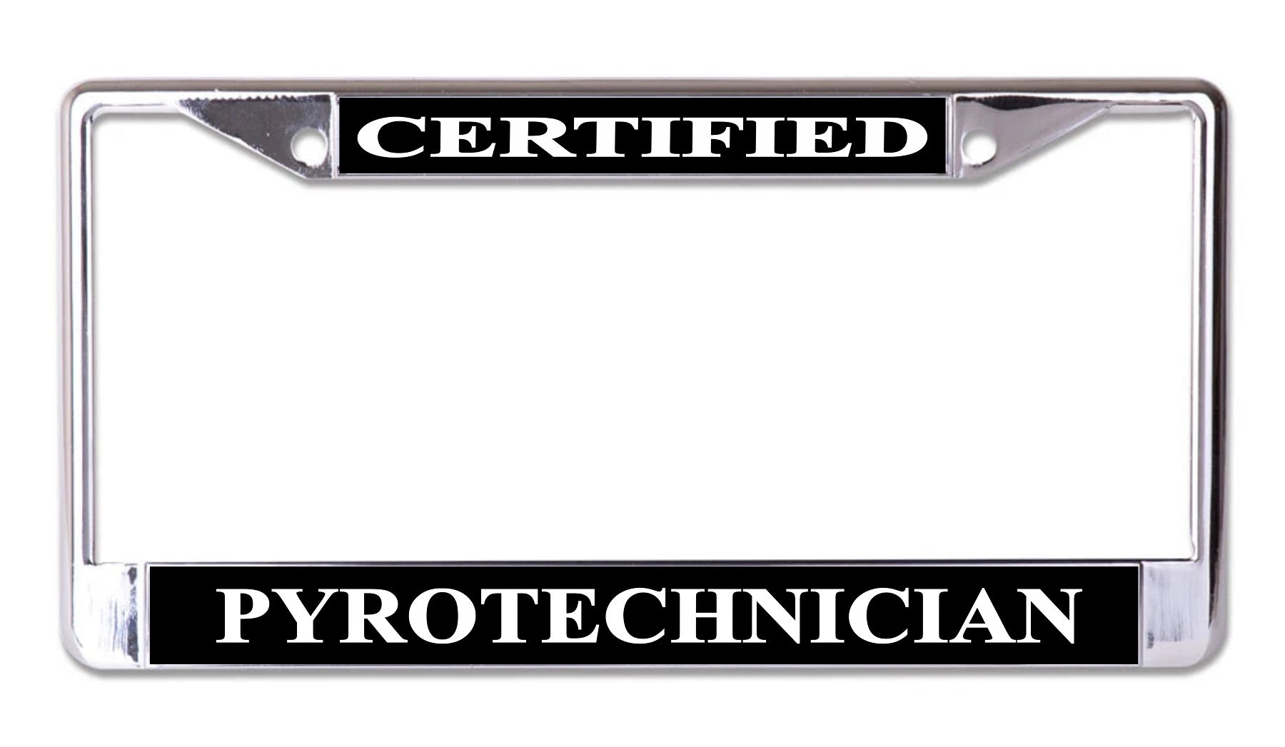 Certified Pyrotechnician Chrome License Plate Frame – Auto License ...