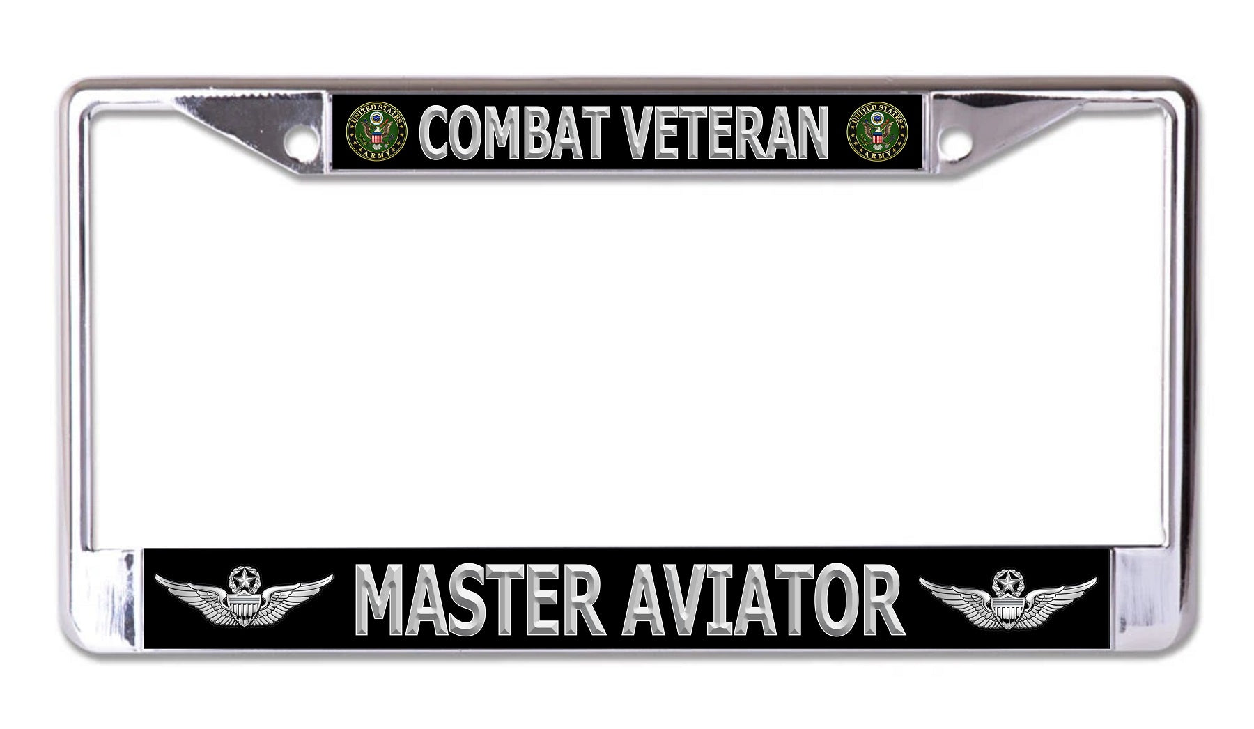 U.S. Army Master Aviator #2 Chrome License Plate Frame – Auto License ...