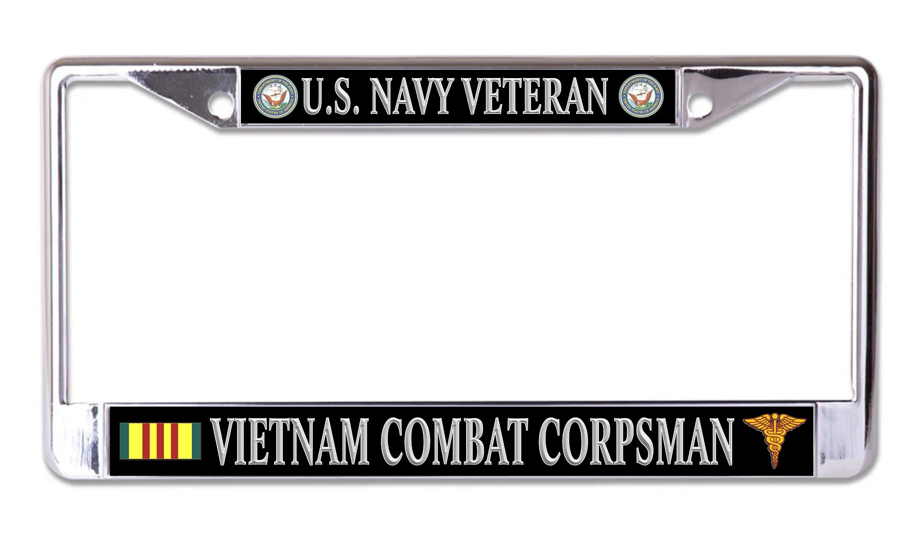 U.S. Navy Veteran Vietnam Combat Corpsman Chrome License Plate Frame ...