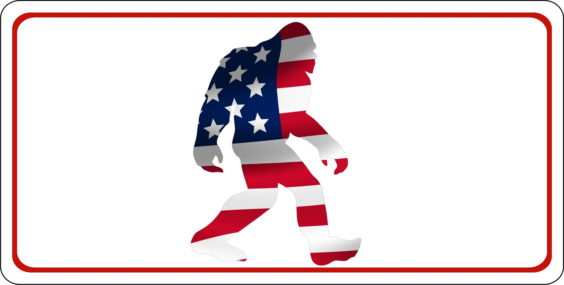 American Flag Bigfoot on White Photo License Plate – Auto License ...