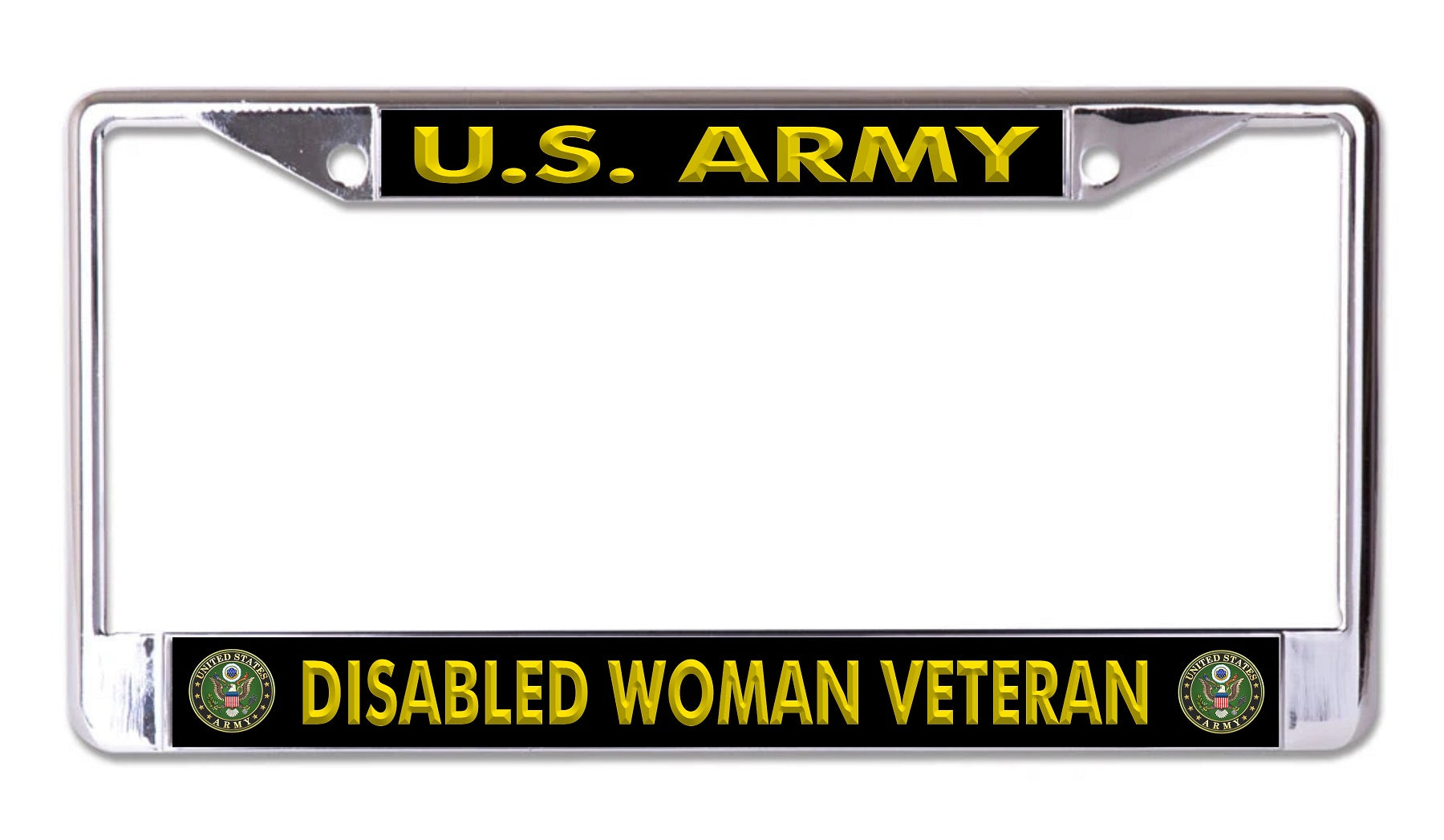 U.S. Army Disabled Woman Veteran Chrome License Plate Frame – Auto ...