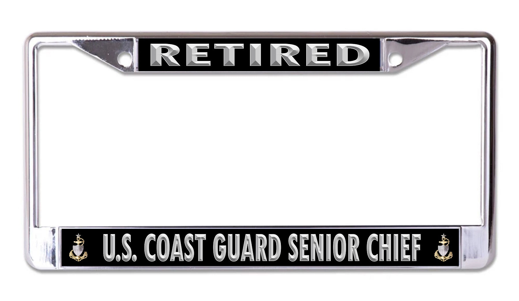 U.S. Coast Guard Retired Senior Chief Chrome License Plate Frame – Auto ...