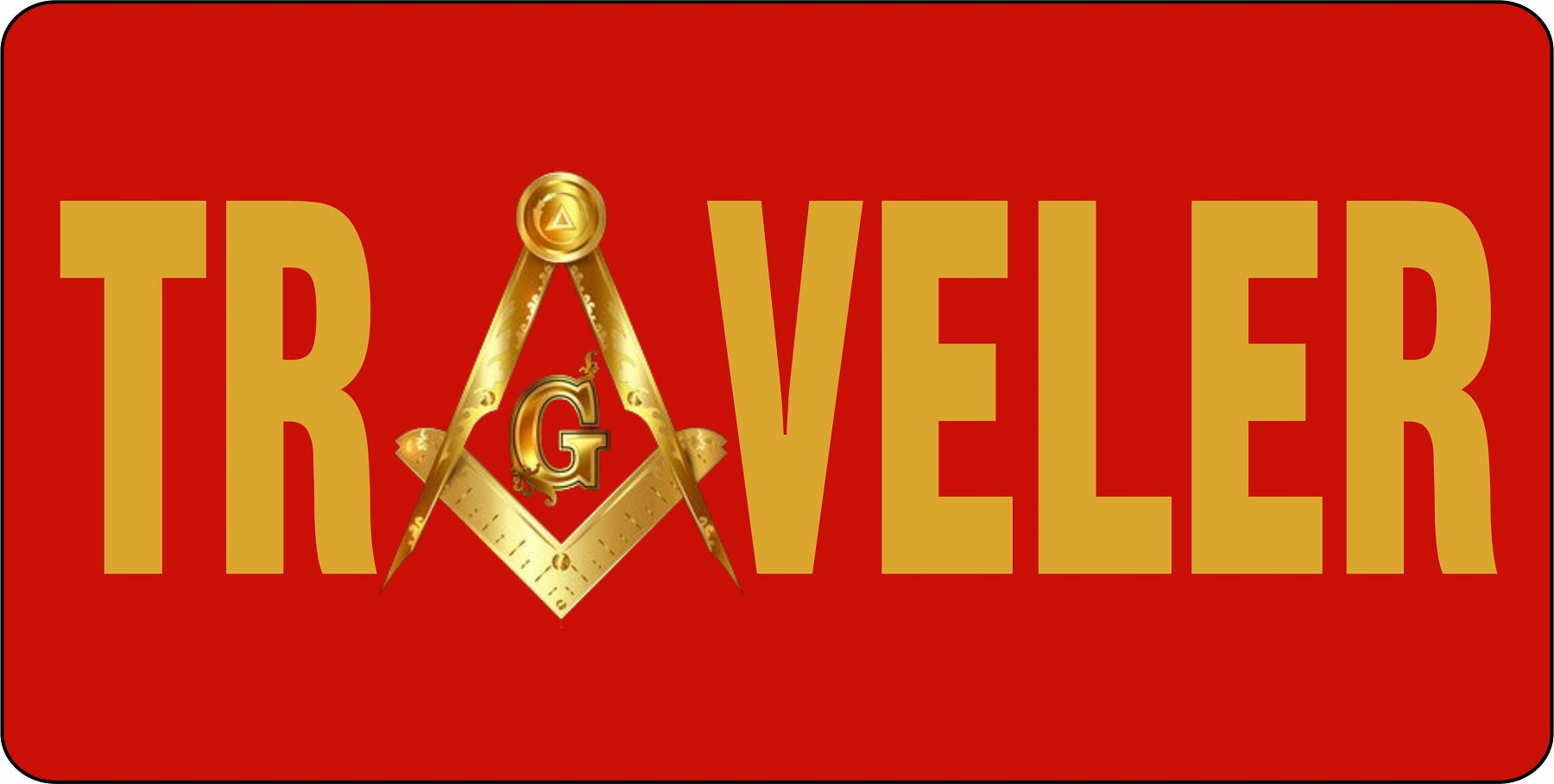 Traveler With Masonic Logo Red Photo License Plate – Auto License ...