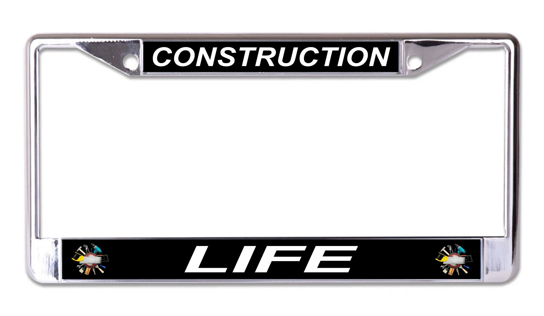 Construction Life Chrome License Plate Frame – Auto License Plates Frames