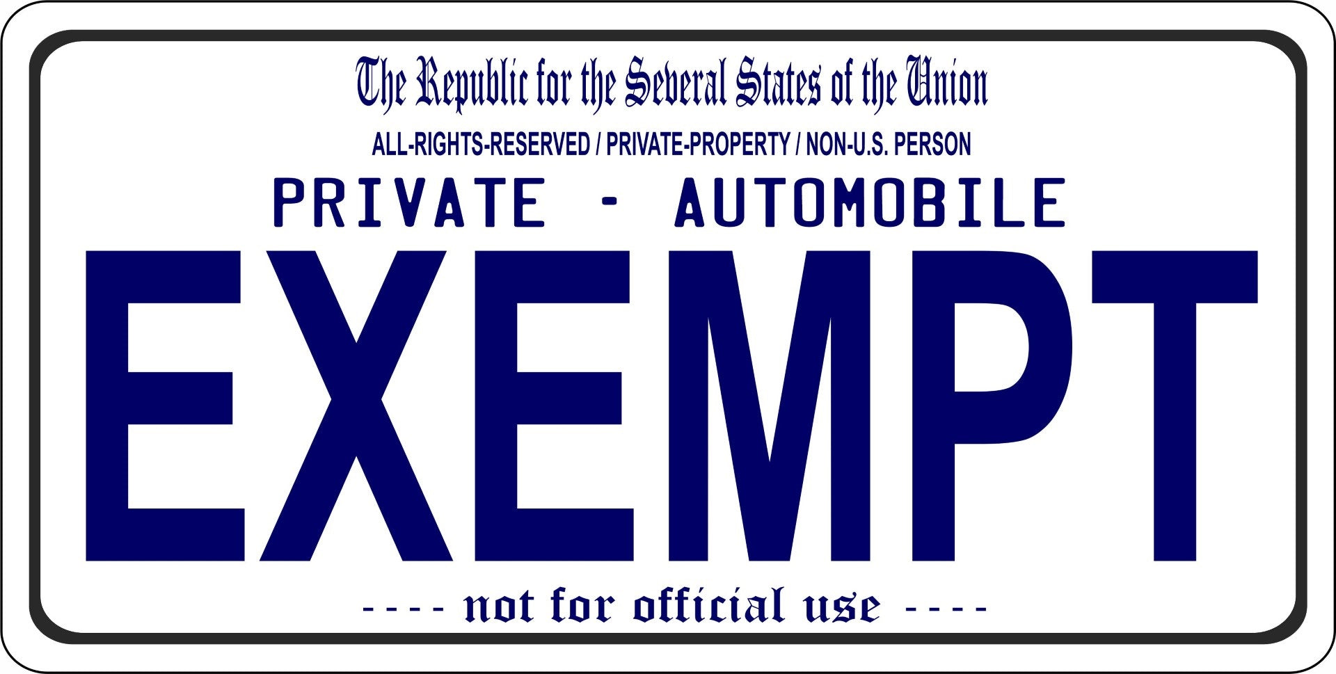 Exempt Not For Official Use Photo License Plate – Auto License Plates ...