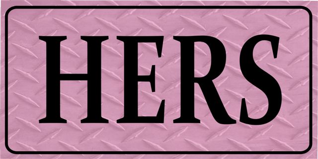Hers On Pink Diamond Plate Photo License Plate – Auto License Plates Frames