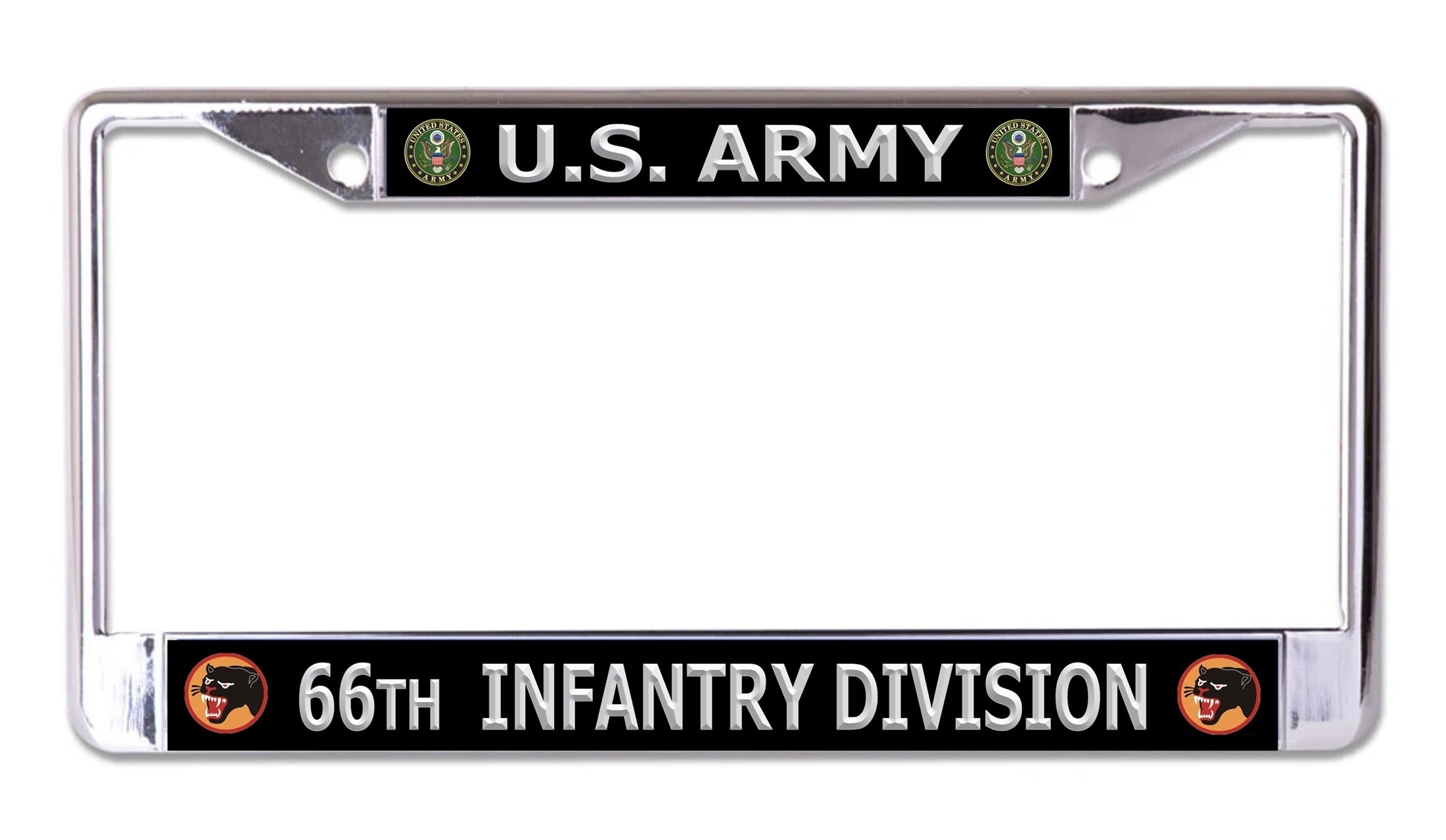U.S. Army 66th Infantry Division Chrome License Plate Frame – Auto ...